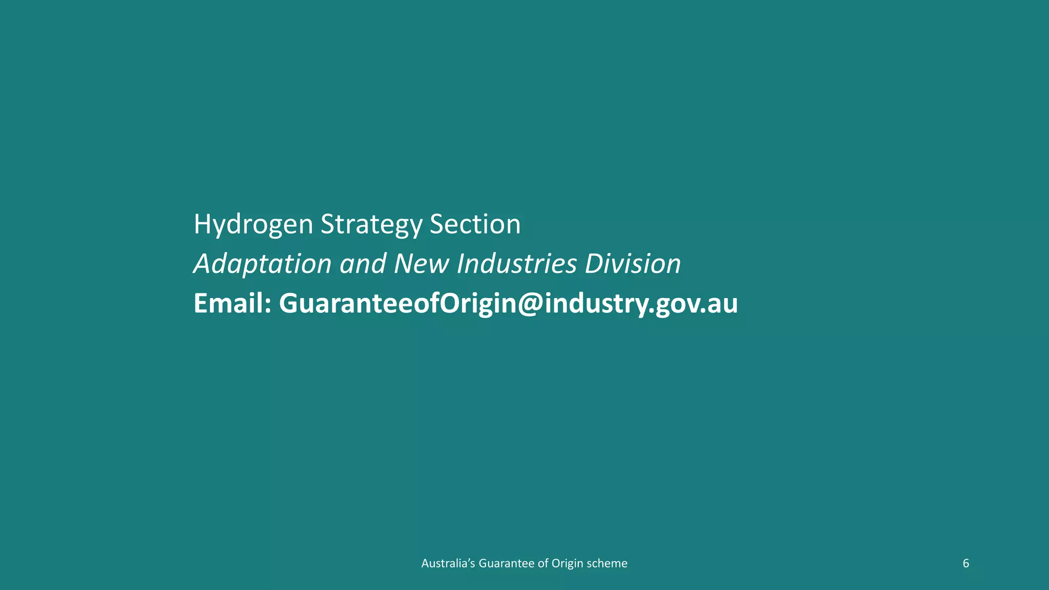 Australia’s Guarantee of Origin scheme: International harmonisation and ...
