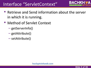 Session 2 servlet context and session tracking - Giáo trình Bách Khoa Aptech | PPT | Web ...