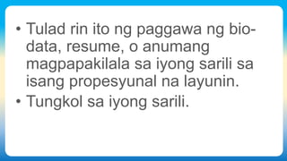 Sining ng Paglalagom: Bionote at Sintesis | PPTX