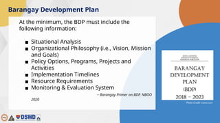 Session 2- The Barangay Development Planning (BDP) and CapDev Agenda ...
