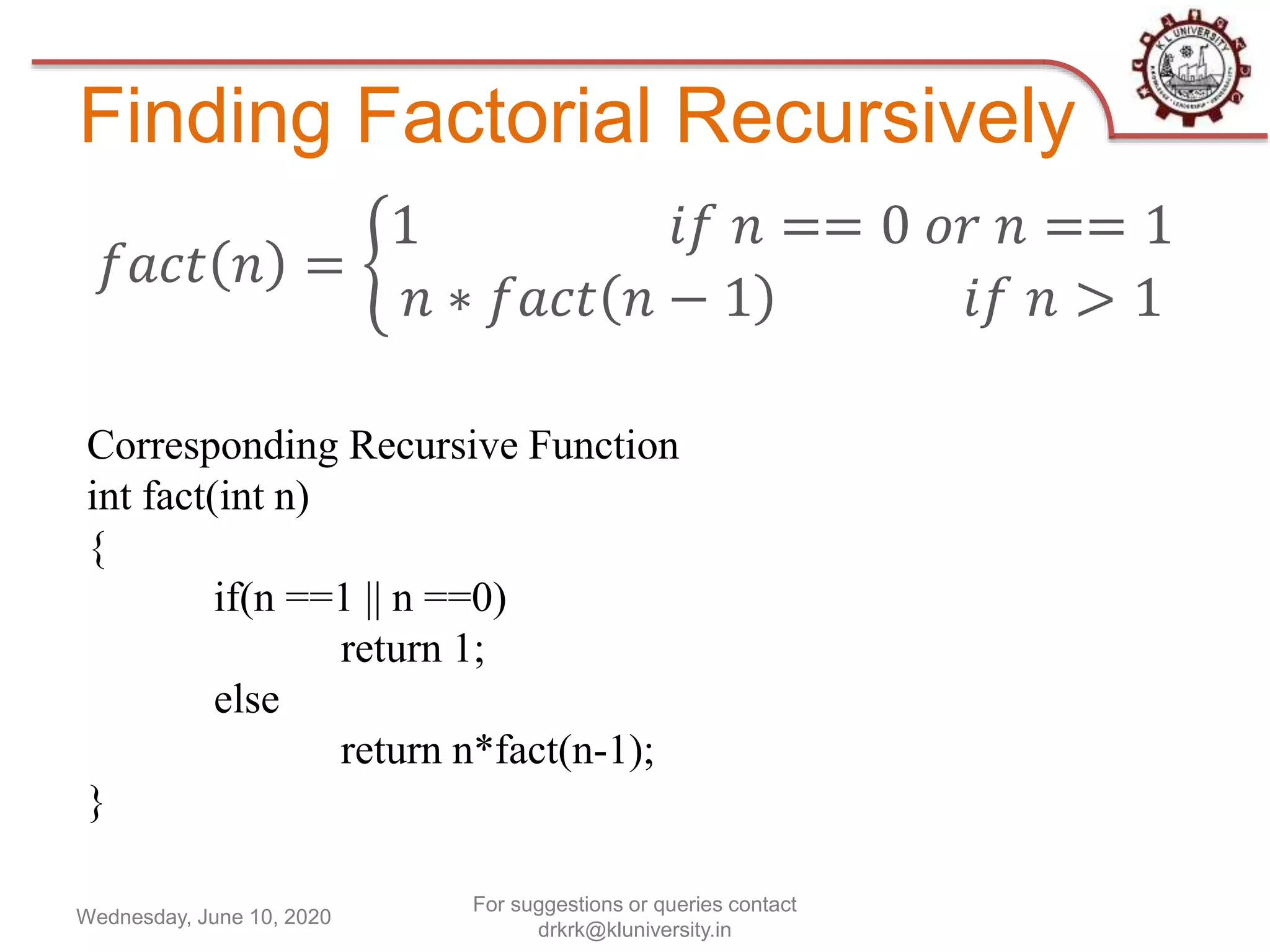 Recursive functions in C | PPT Recursive functions in C | PPT