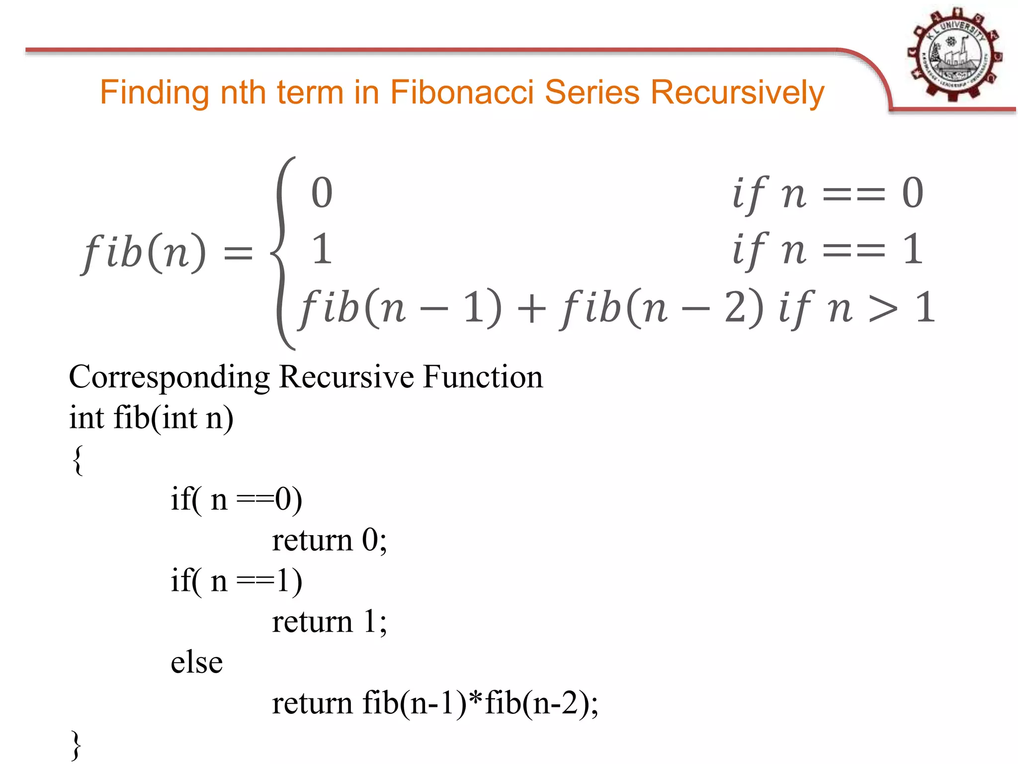 Recursive Functions In C Pptx Programming Languages Computing