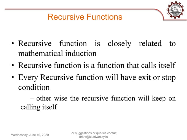Recursive functions in C | PPTX | Programming Languages | Computing