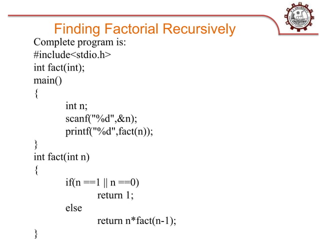 Recursive functions in C | PPTX | Programming Languages | Computing