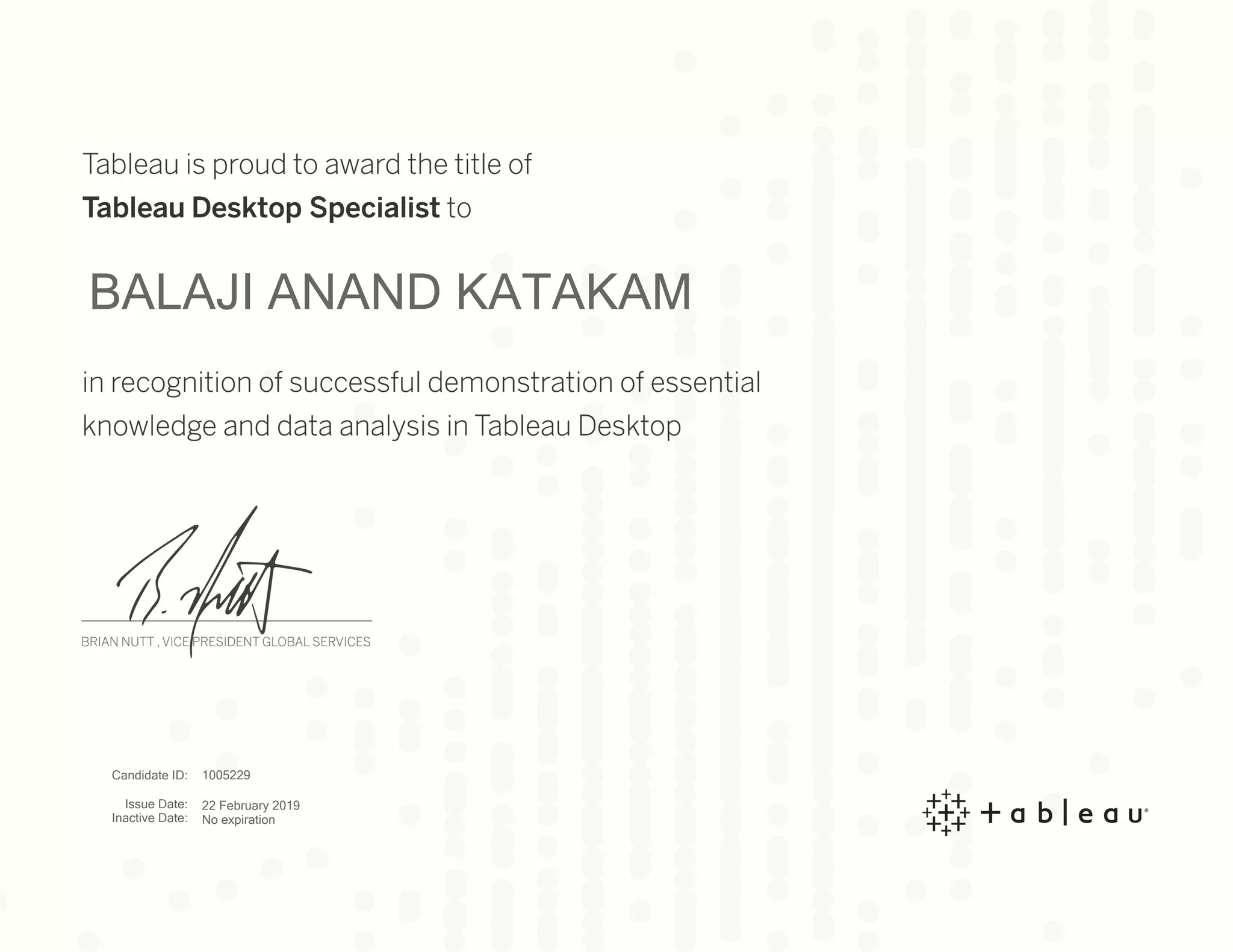 Tableau Desktop Specialist Certificate | PDF