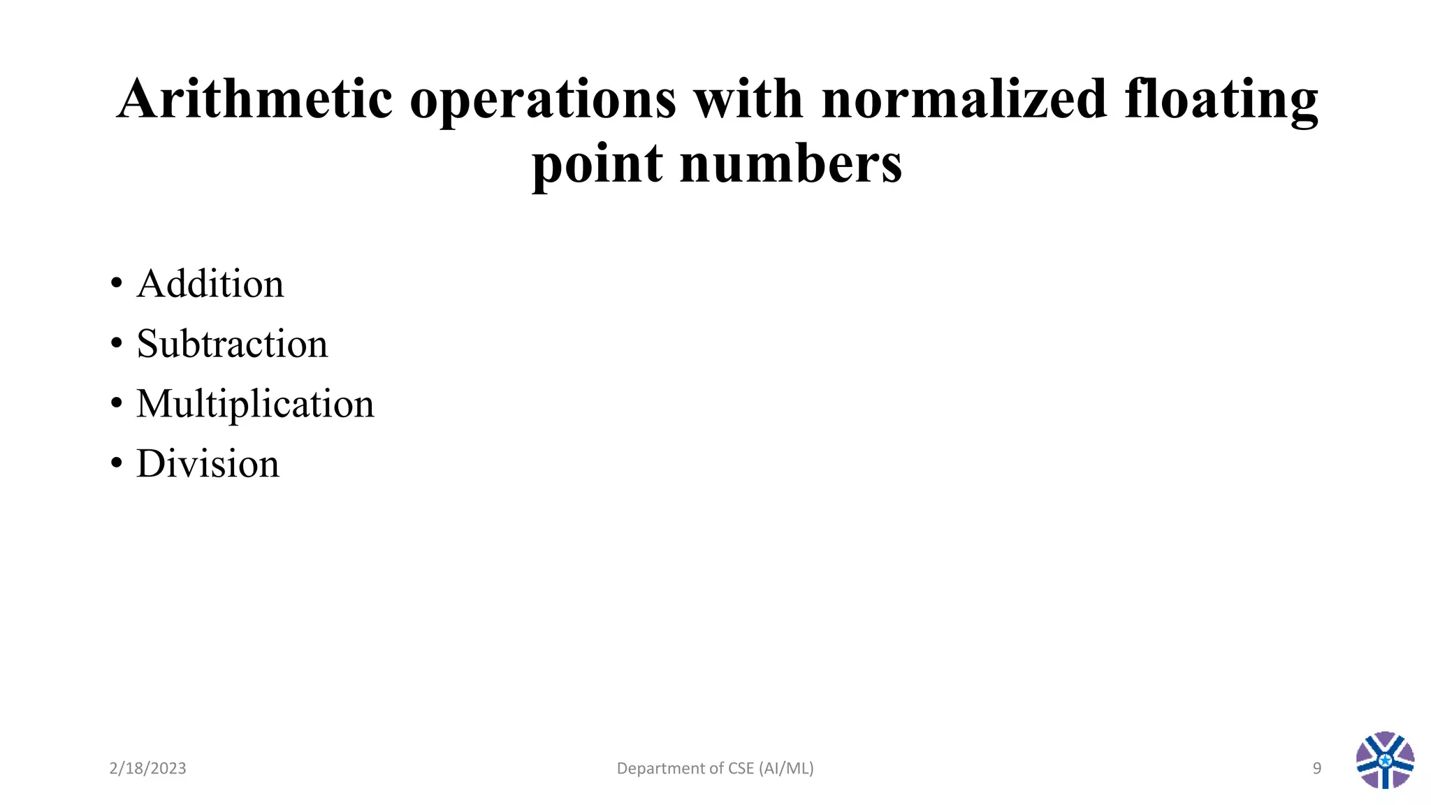 Cs304pc Computer Organization And Architecture Session 22 Floating Point Arithmetic Operations Pptx