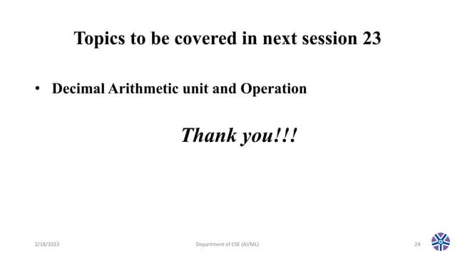 Cs304pc Computer Organization And Architecture Session 22 Floating Point Arithmetic Operations Pptx
