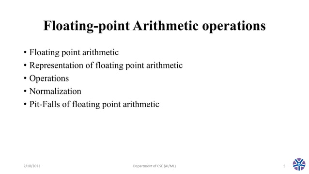 Cs304pc:computer Organization And Architecture Session 22 Floating 