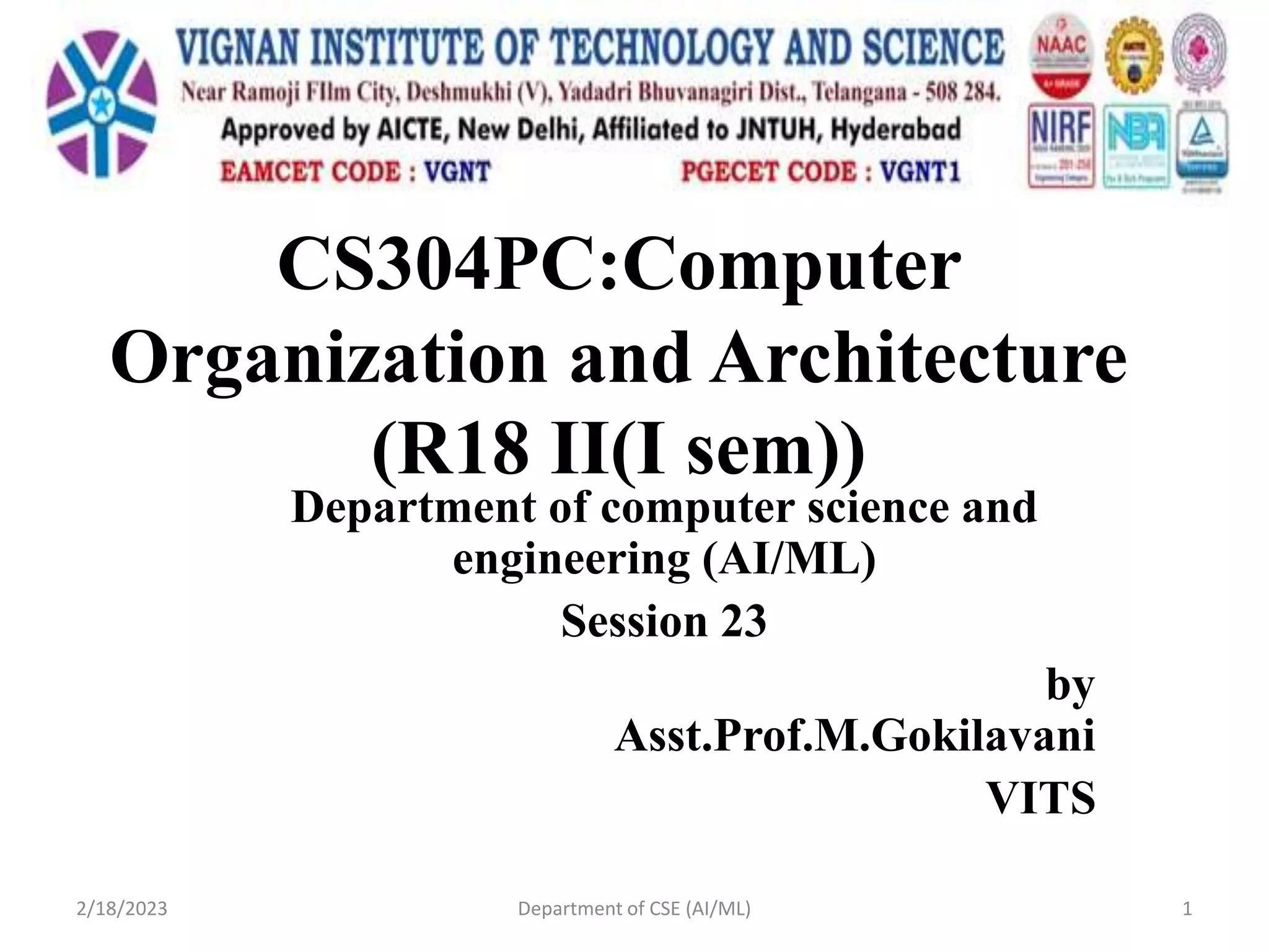 Cs304pc Computer Organization And Architecture Session 23 Decimal Arithmetic Unit And Operation Pptx