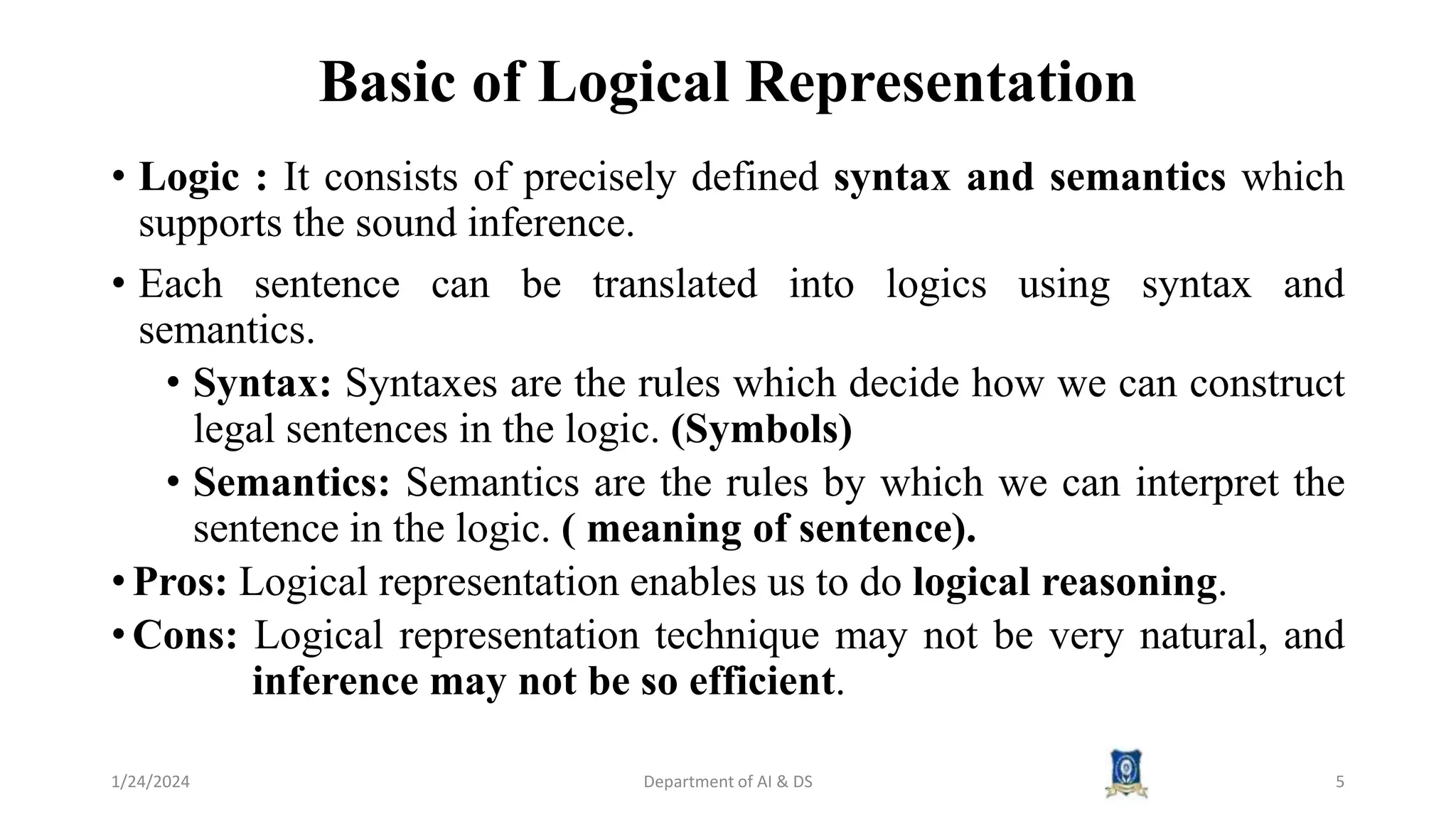 AI3391 Artificial Intelligence Session 25 Horn clause.pptx | Programming Languages | Computing