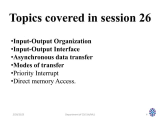 CS304PC: Computer Organization and Architecture Session 26 Mode of transfer | PPT