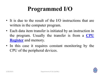 CS304PC: Computer Organization and Architecture Session 26 Mode of transfer | PPT