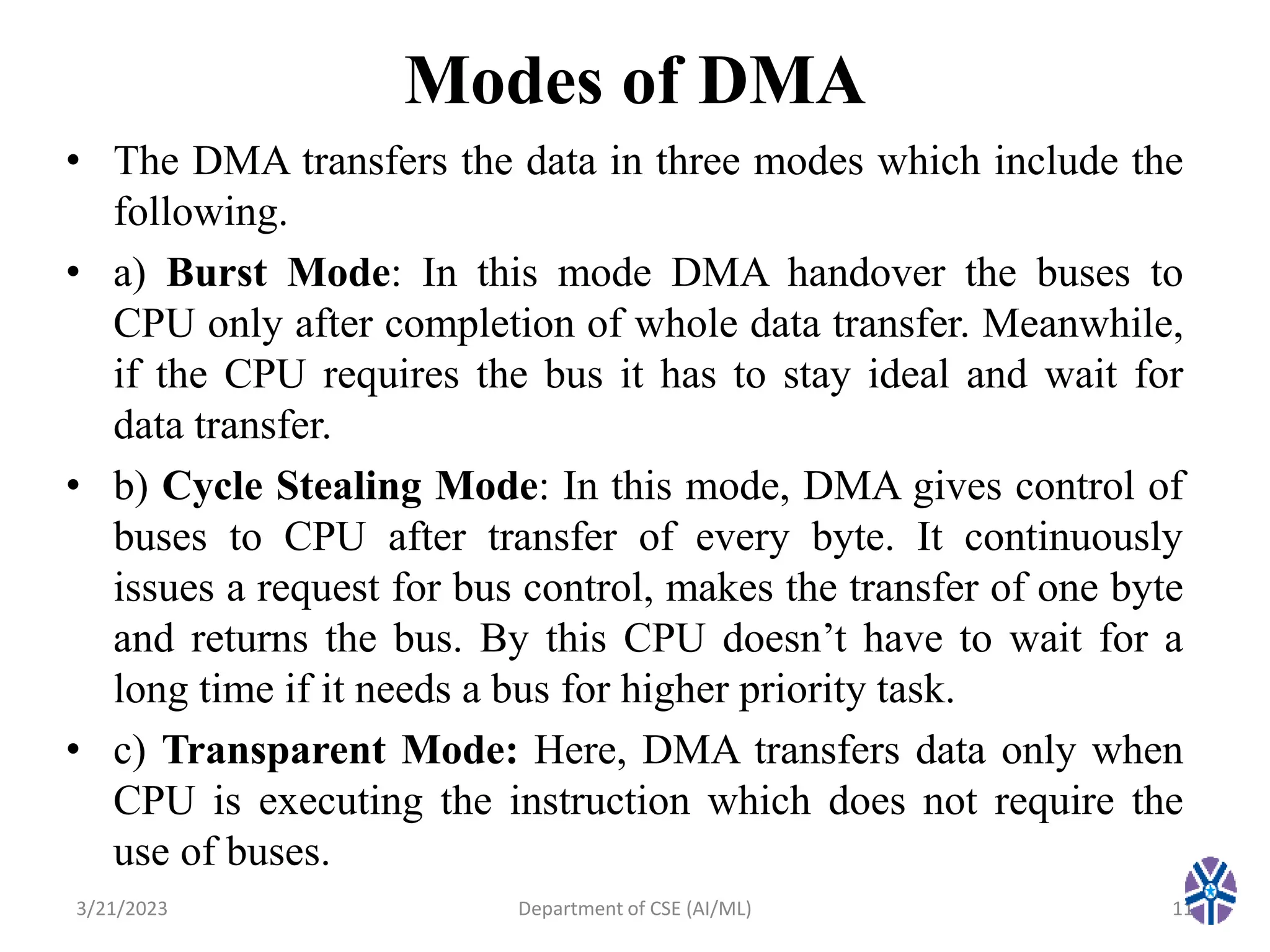 CS304PC:Computer Organization and Architecture Session 28 Direct memory ...