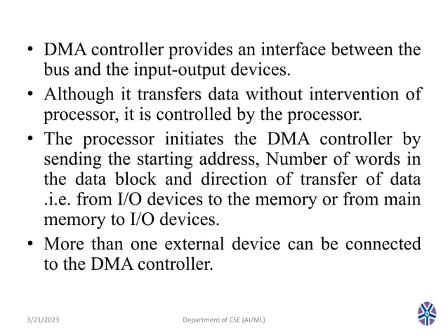 CS304PC:Computer Organization and Architecture Session 28 Direct memory ...
