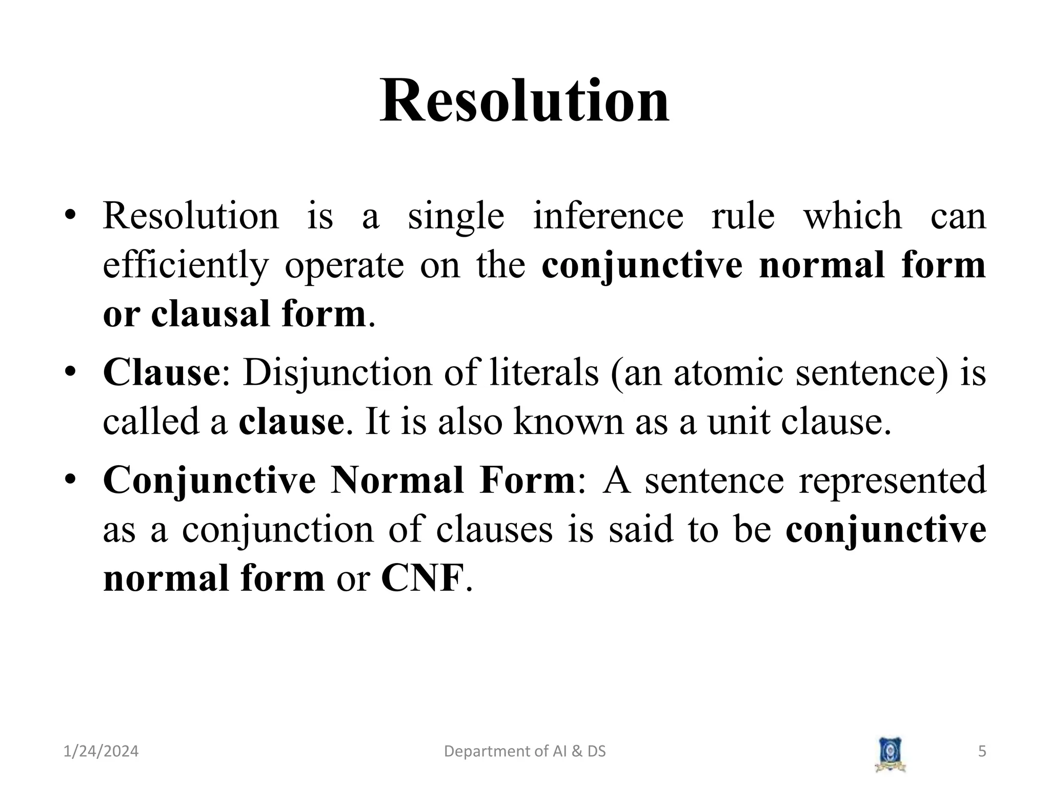 AI3391 Artificial intelligence Session 28 Resolution.pptx