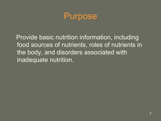 Basics of Nutrition need in human body in | PPT