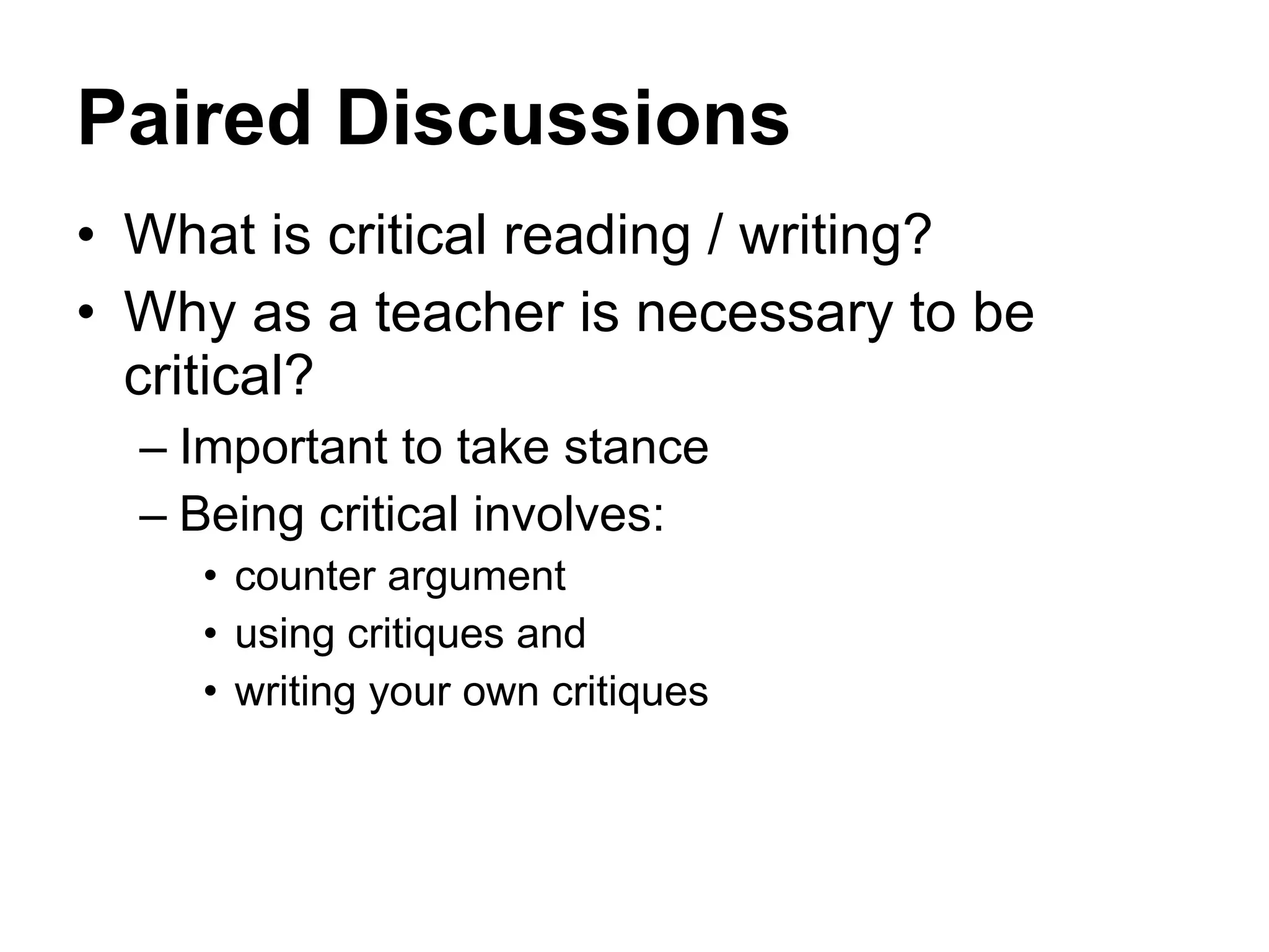 Session 2 Critical Reading And Writing Final | PPT