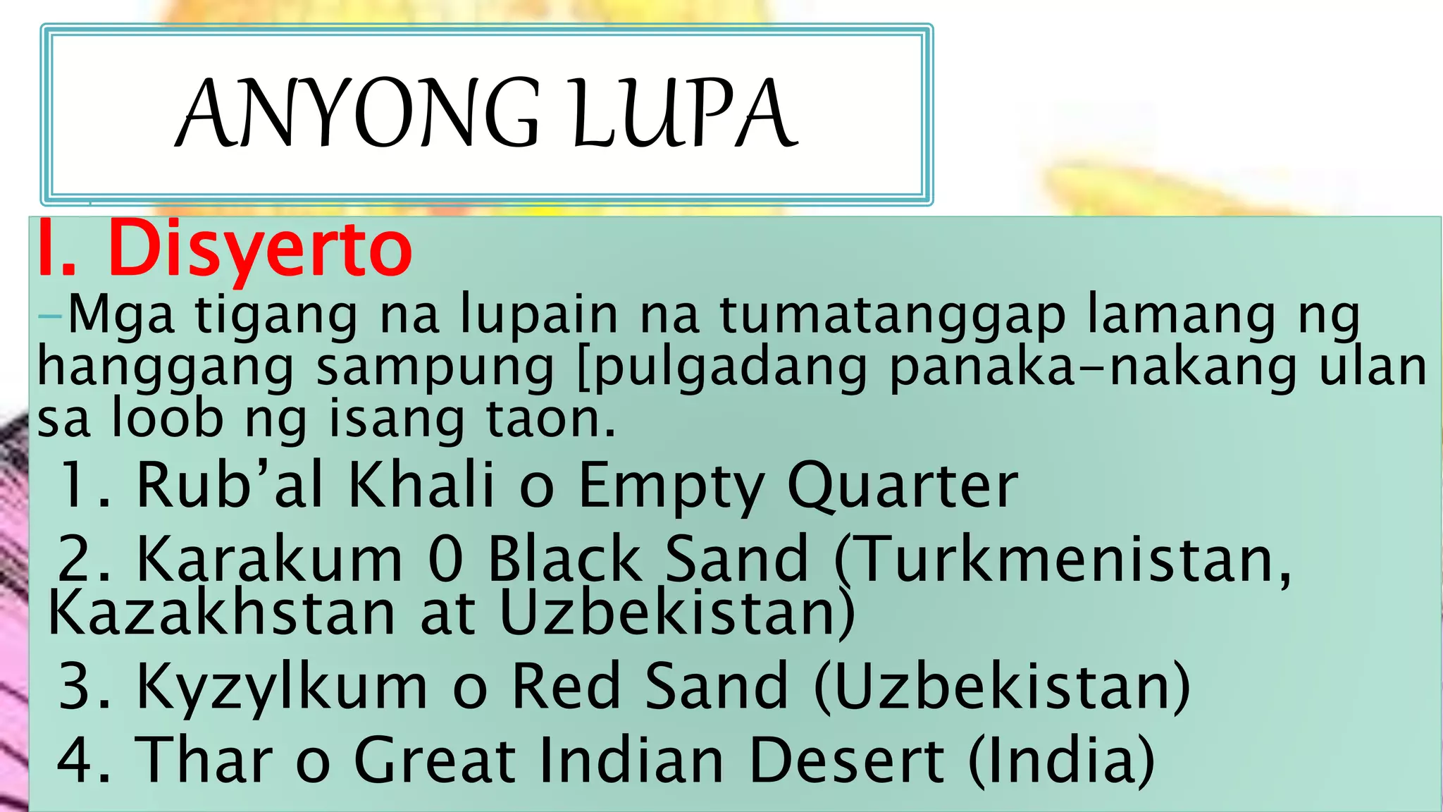 Session 2 katangiang pisikal ng asya (anyong lupa) | PPTX