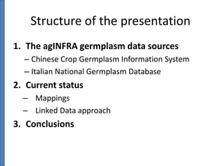 agINFRA Germplasm metadata analysis | PPT