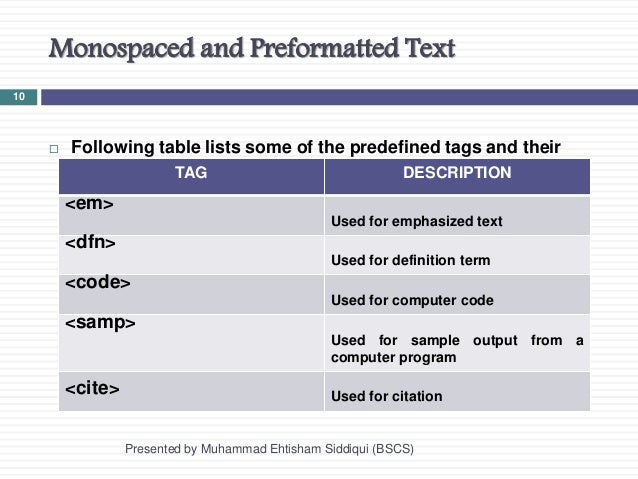 Formatting of a Text in Html (Session 3)