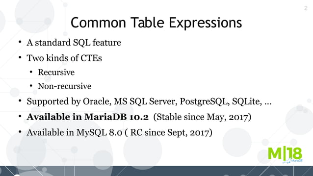 M|18 Taking Advantage of Common Table Expressions | PDF