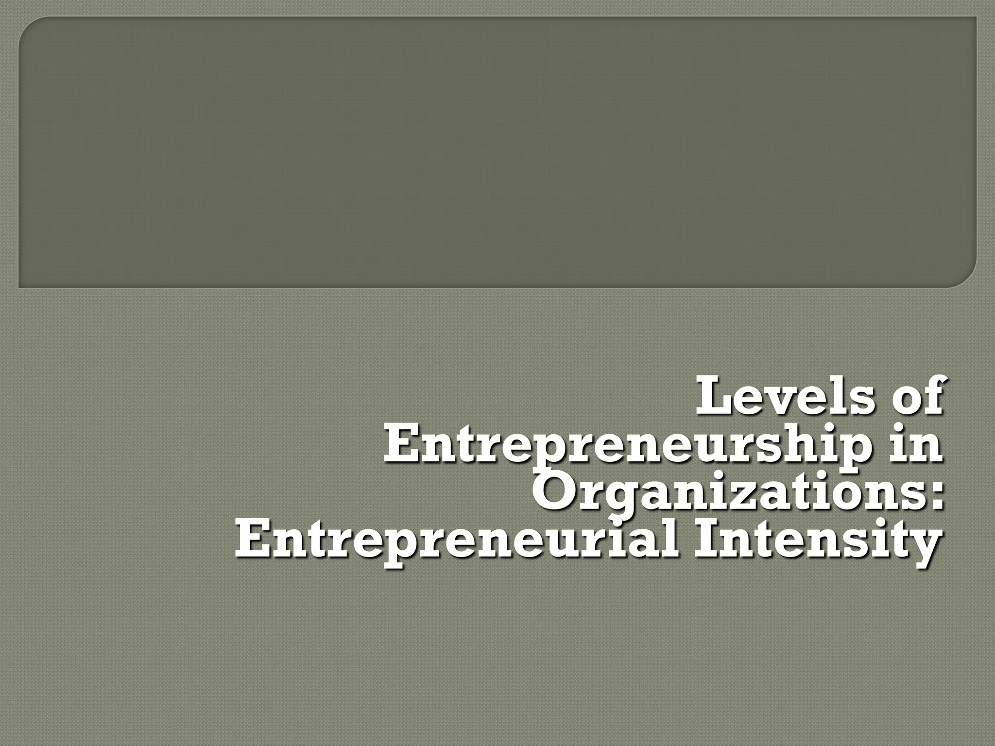 Level of entrepreneurial intensity in corporate entrepreneurship | PPTX
