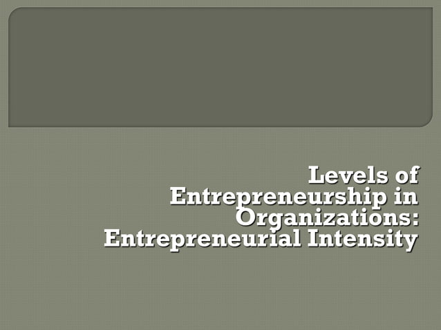 Level of entrepreneurial intensity in corporate entrepreneurship | PPTX