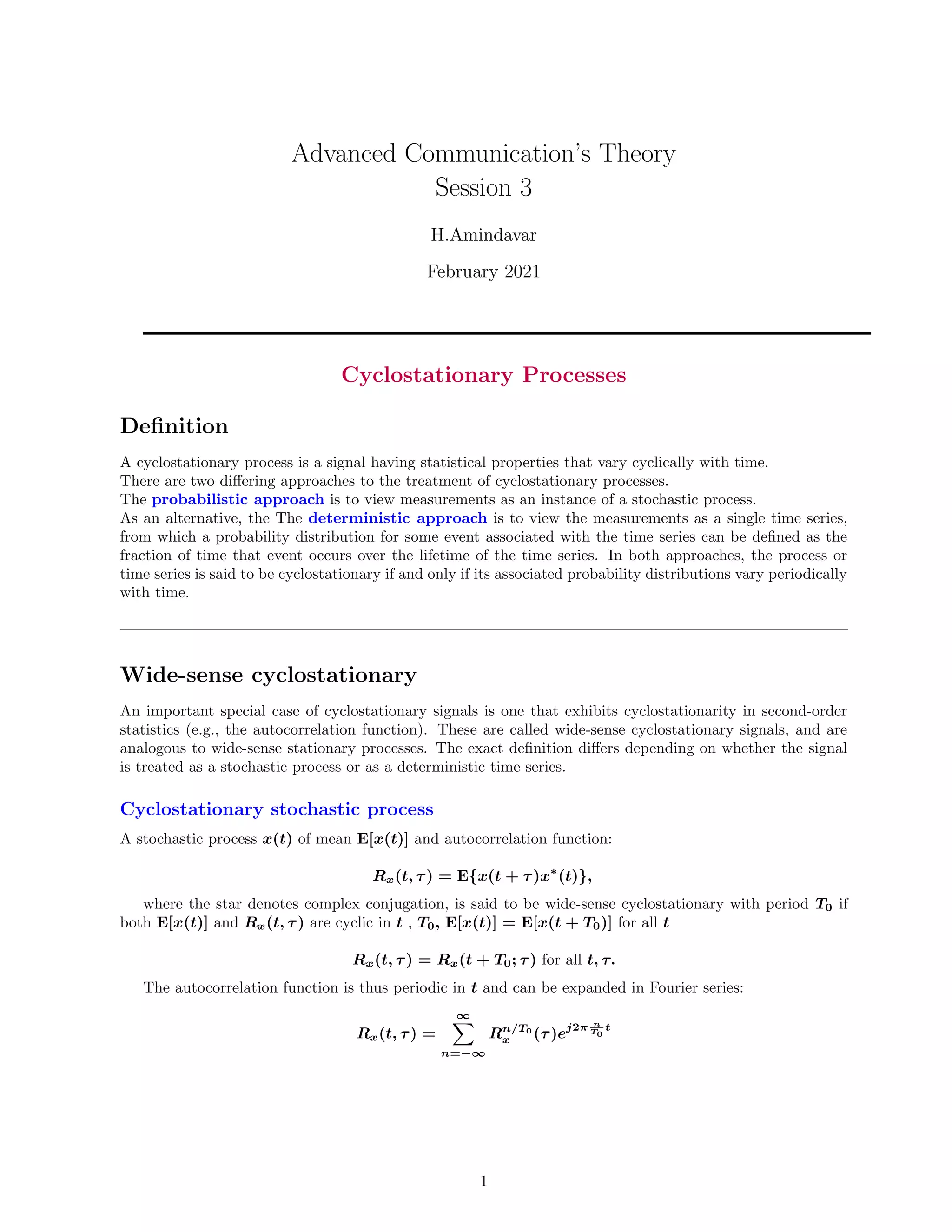 Cyclo-stationary processes | PDF