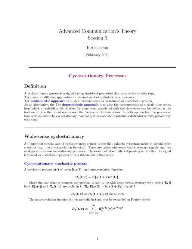 Cyclo-stationary processes | PDF