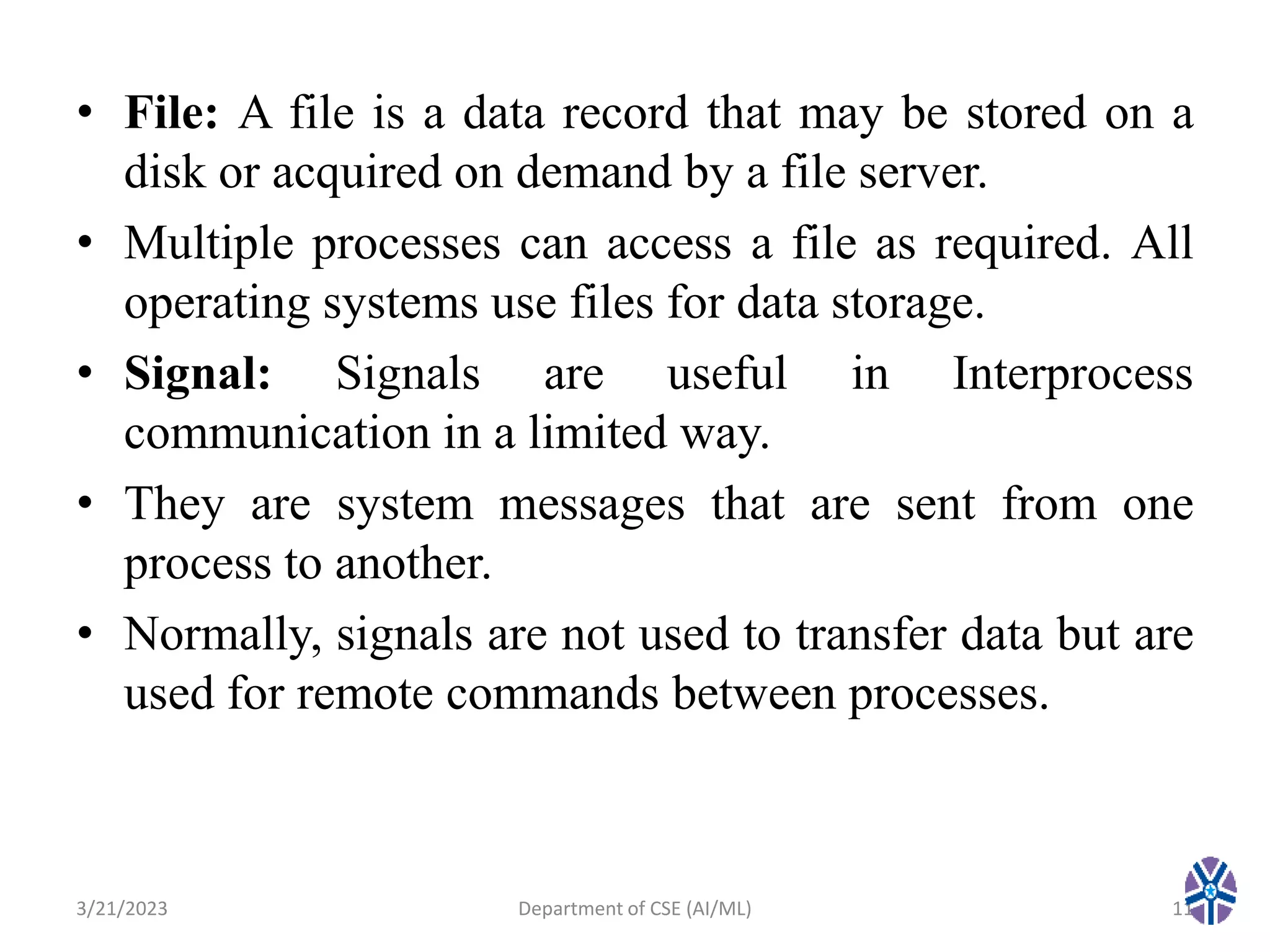 CS304PC:Computer Organization and Architecture Session 32 Interprocessors communication and ...