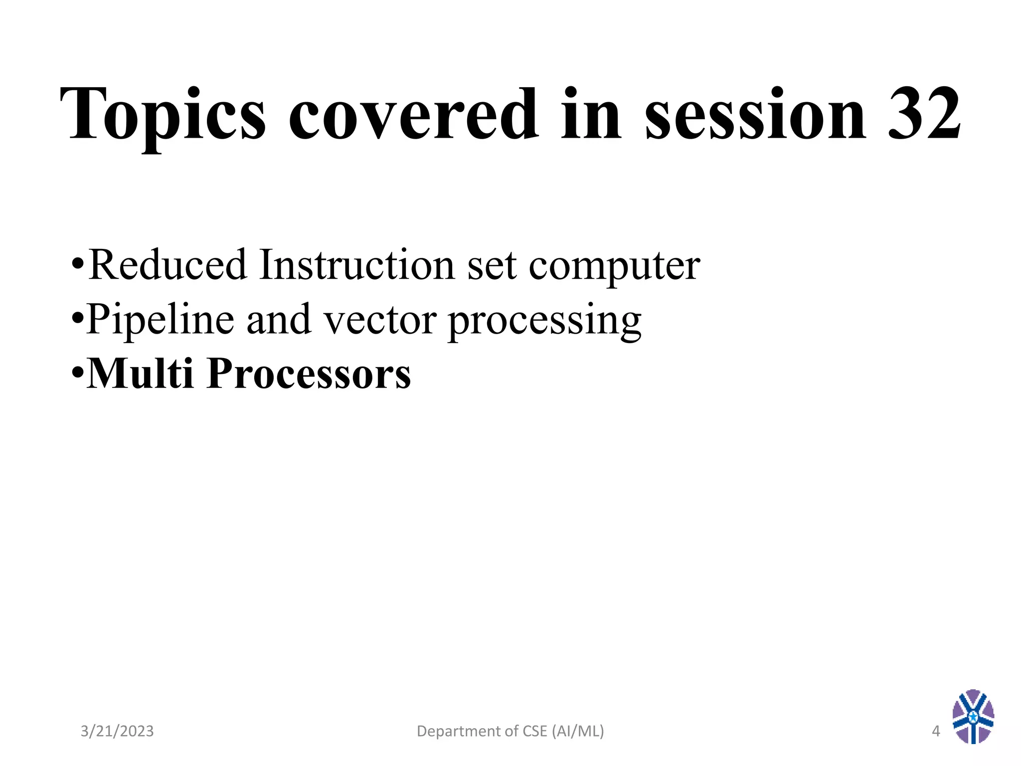 CS304PC:Computer Organization and Architecture Session 32 Interprocessors communication and ...
