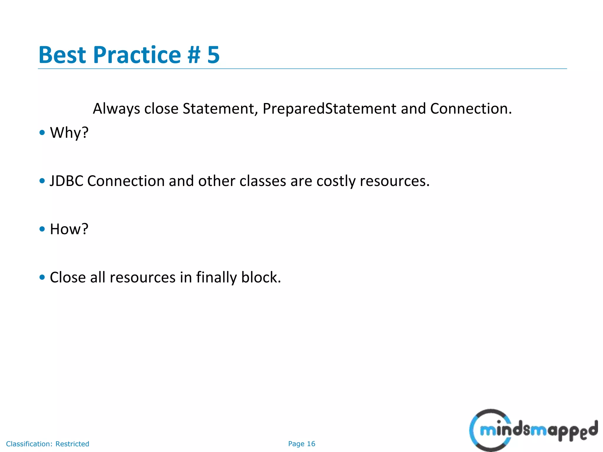 Session 34 - JDBC Best Practices, Introduction to Design Patterns | PPT