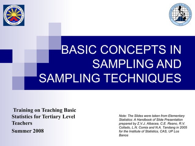 Introduction to basic concept in sampling and sampling techniques | PPT | Physics | Science