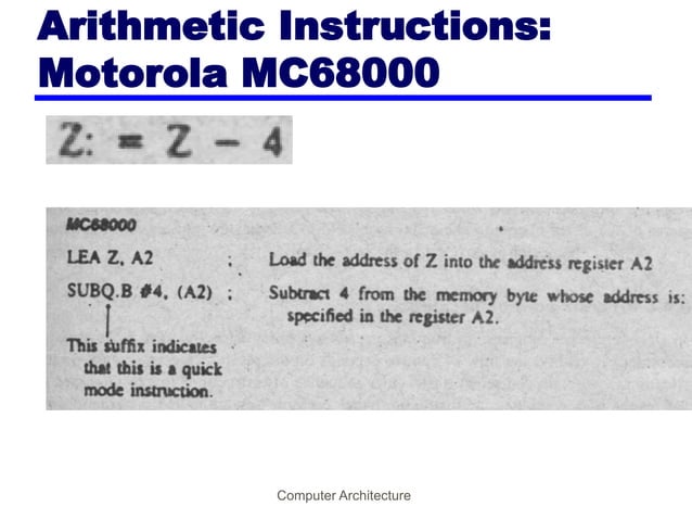Instruction types arithmatics computer architecture | PPT