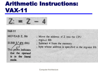 Instruction types arithmatics computer architecture | PPT
