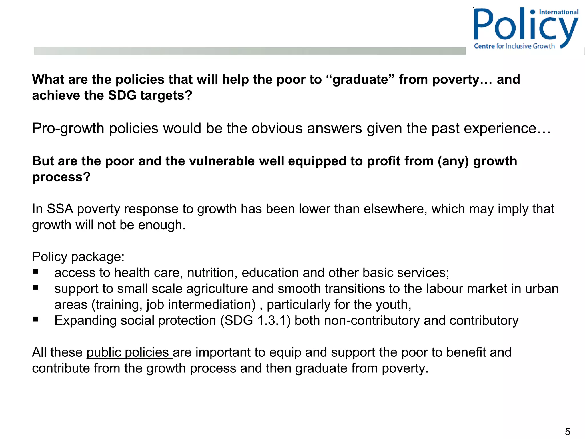 Graduation from Poverty versus Graduating from Social Protection | PPT