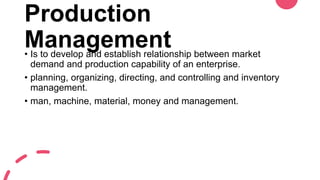 Production Management - Meaning, Scopes and Types | PPT