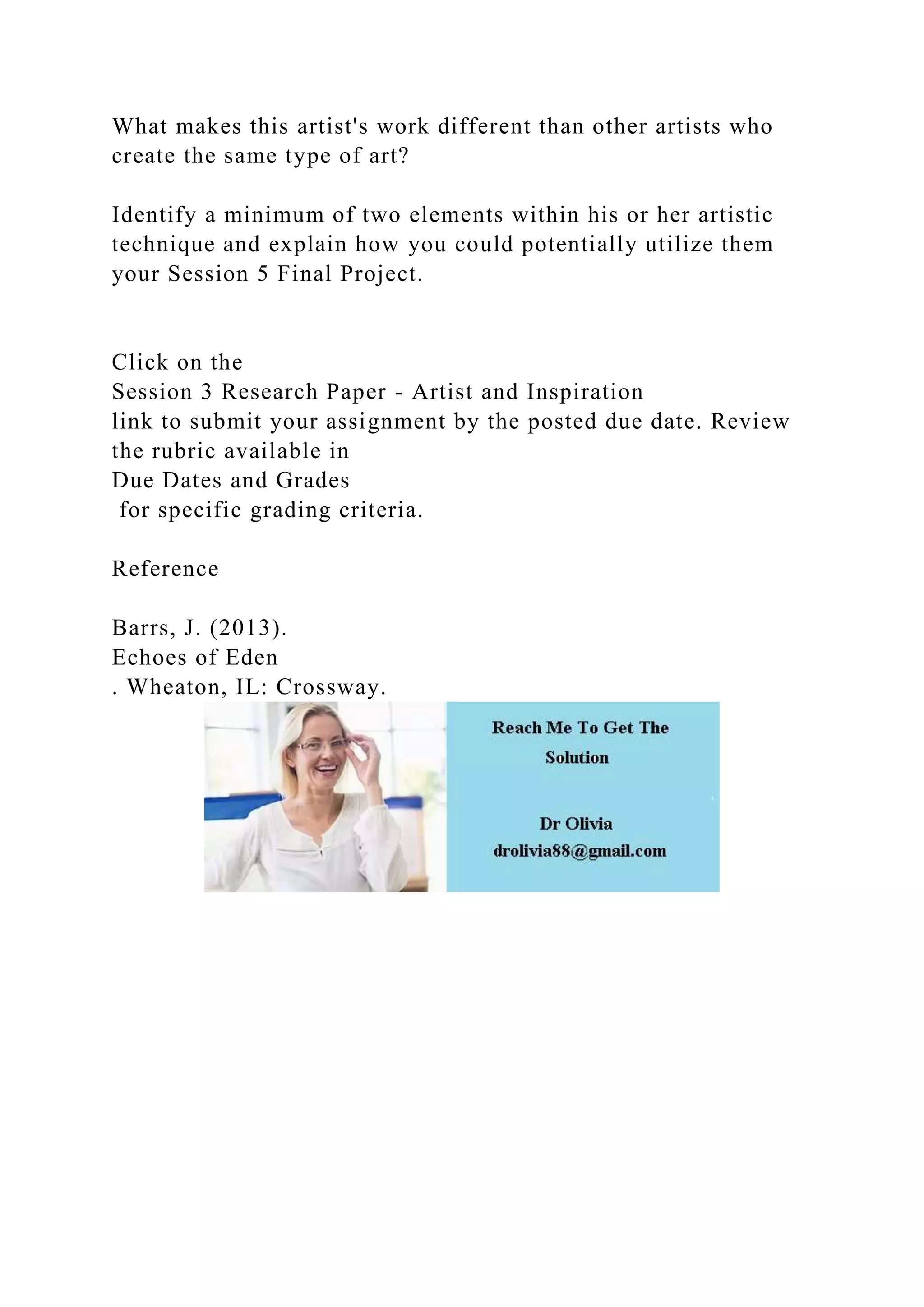 Session 3 Research Paper - Artist and InspirationThe author .docx