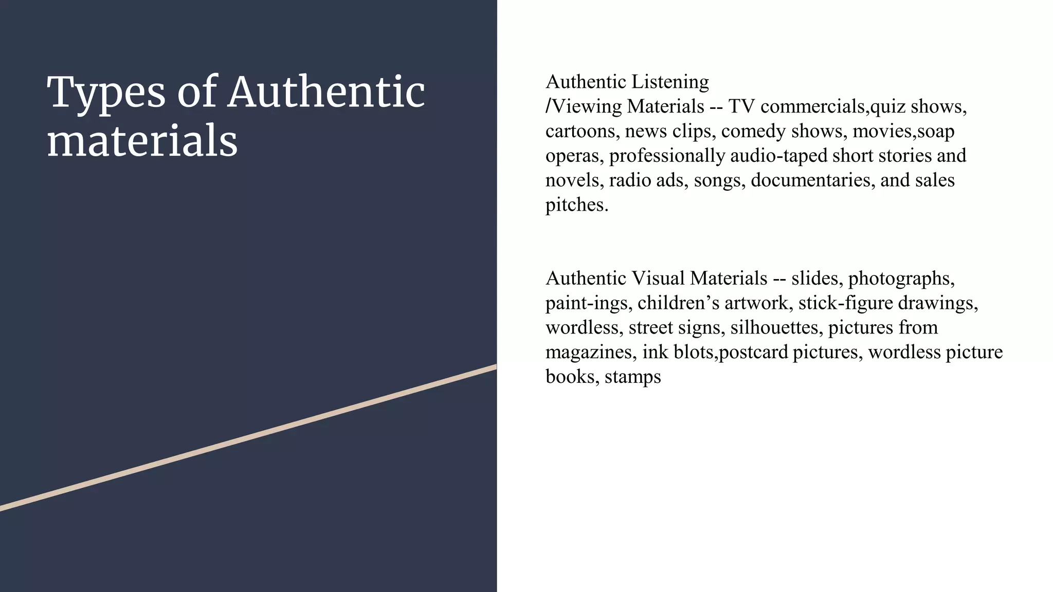 Authentic materials vs created materials | PPTX