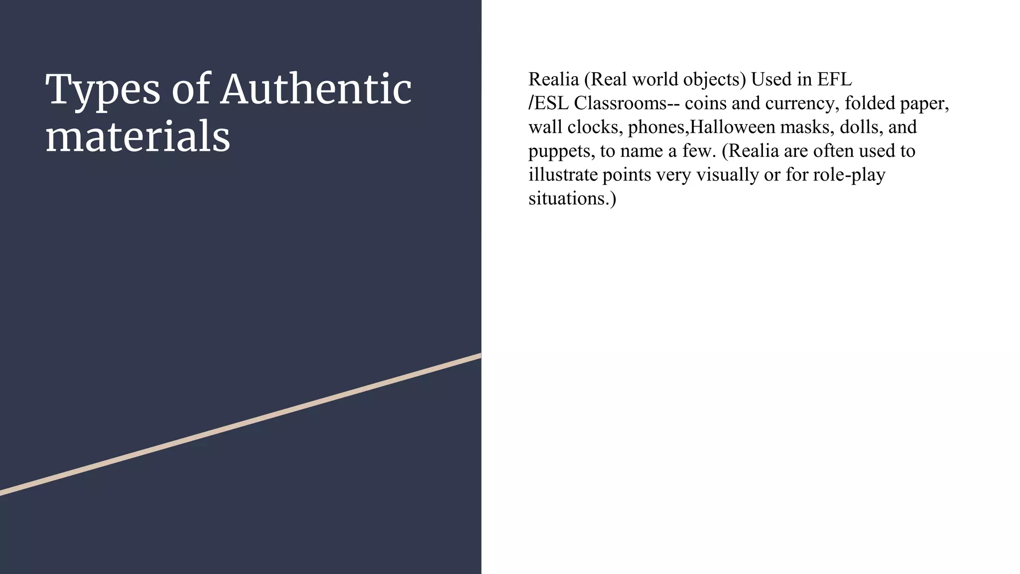 Authentic materials vs created materials | PPTX