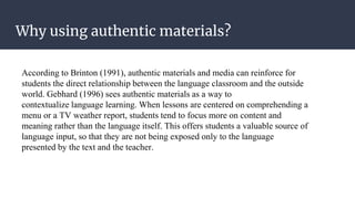 Authentic materials vs created materials | PPTX