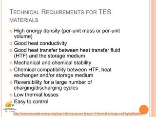CSP Training course - Lesson 4 : Thermal Storage and Hybridisation | PPT