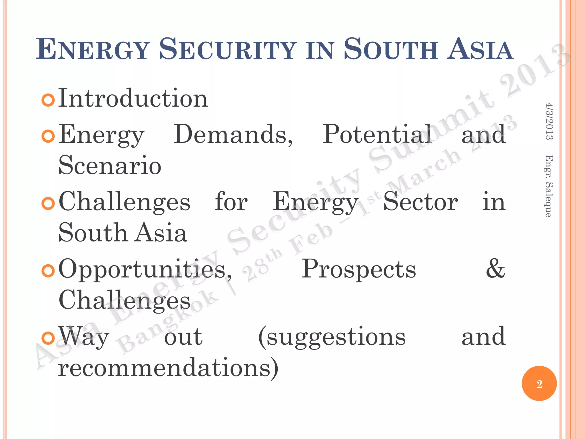 Energy Security in South Asia Opportunities & Challenges | PDF