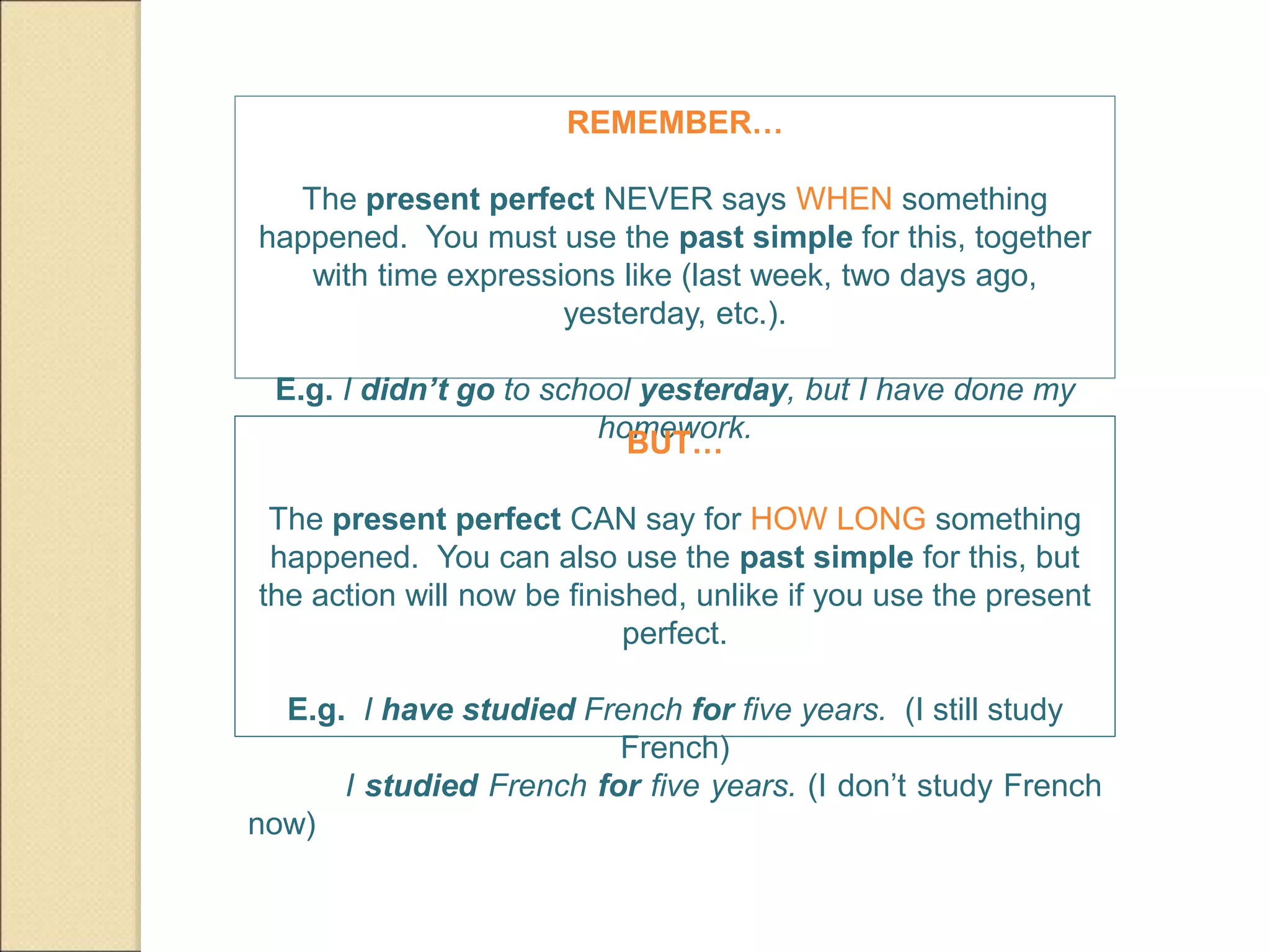 past simple vs present perfect | PPT