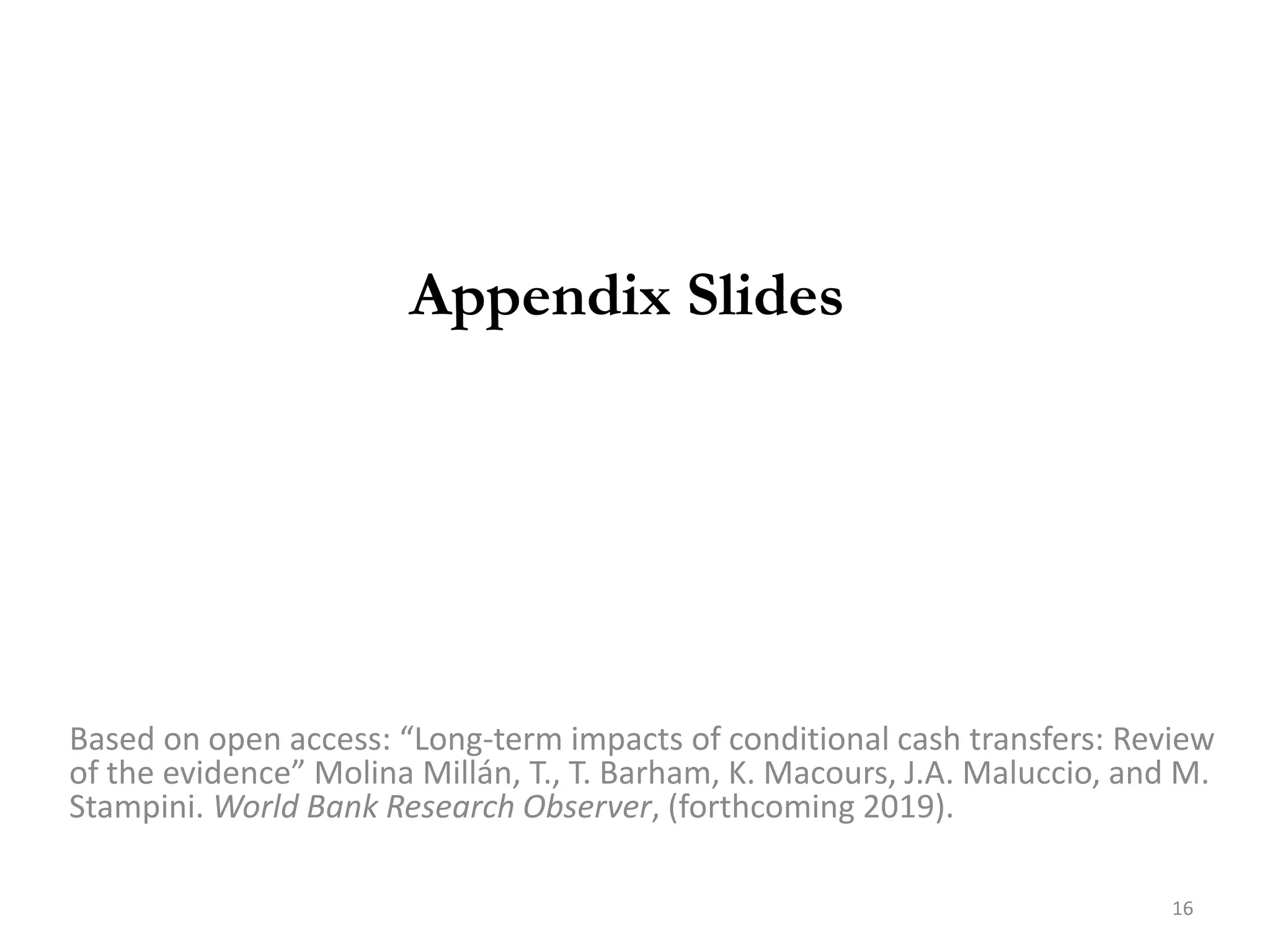 Long-Term Impacts of Conditional Cash Transfers: Review of the Evidence | PDF