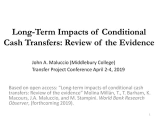 Long-Term Impacts of Conditional Cash Transfers: Review of the Evidence ...