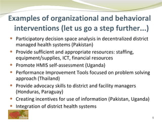 RHIS Performance Improvement: Examples of Interventions | PPT