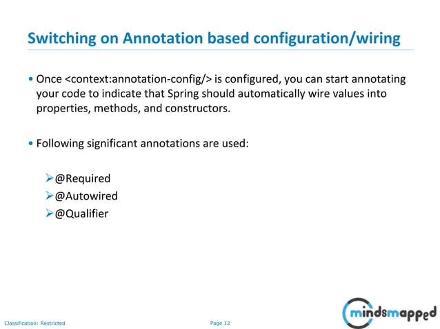 Spring Part 2 Autowiring Annotations Java Based Configuration Slides Ppt