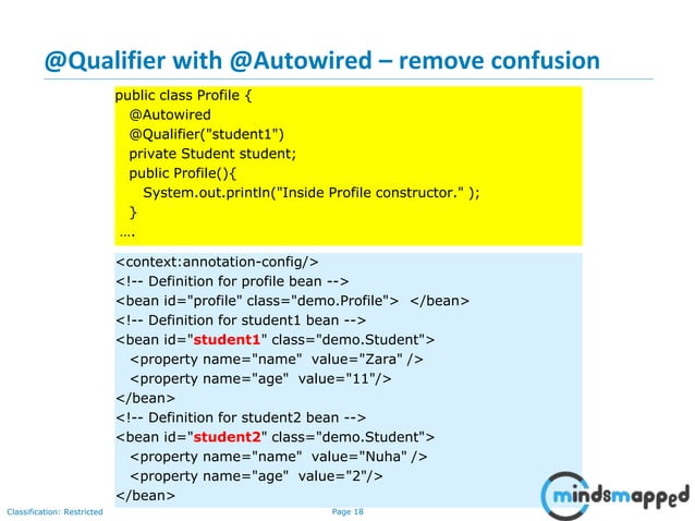 Spring Part 2 Autowiring Annotations Java Based Configuration Slides Ppt