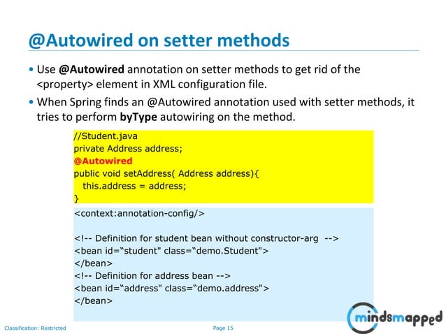 Spring Part 2 Autowiring Annotations Java Based Configuration